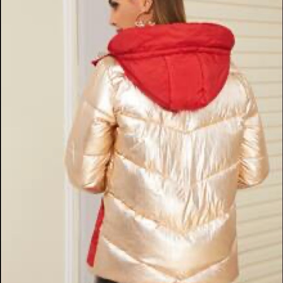 Jackets & Coats | Glamours Gold Metallic Hooded Puffer Coat | Poshmark